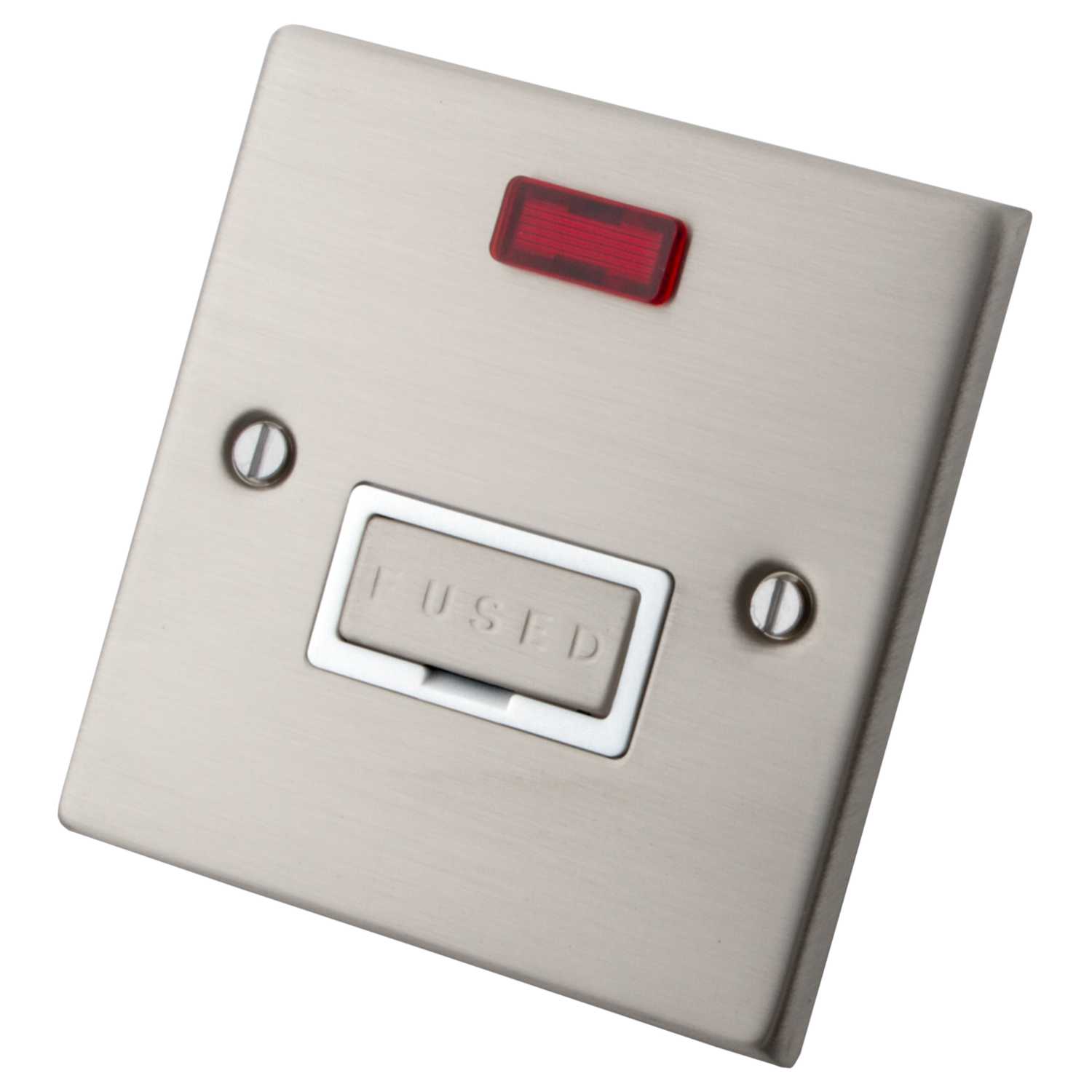 M2 Decorative 13A Unswitched Fused Spur with Neon White Insert Brushed ...