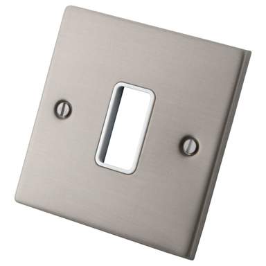 M2 Decorative 1 Gang 1 Module Front Plate White Insert Brushed ...