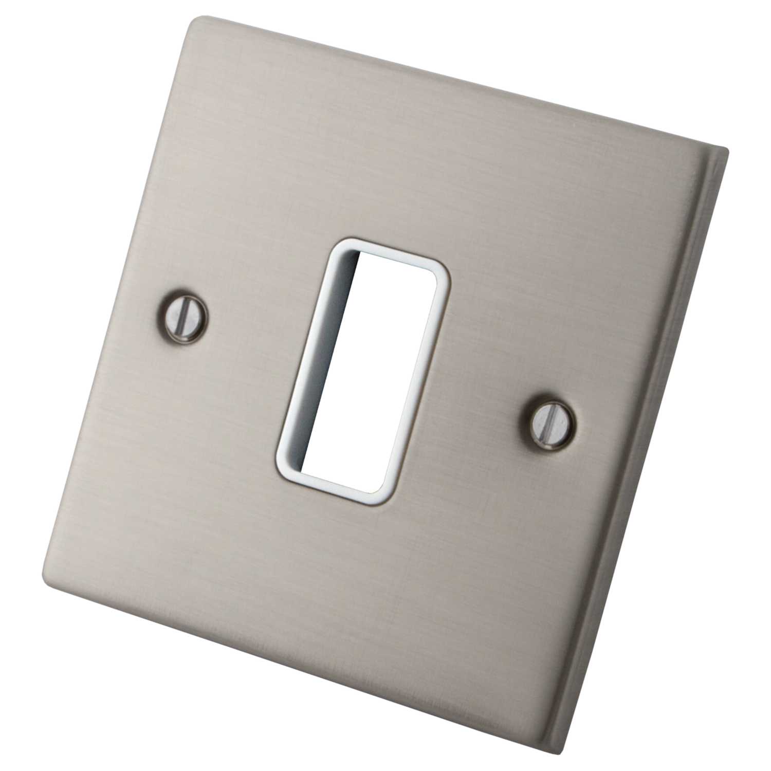 M2 Decorative 1 Gang 1 Module Face Plate White Insert Brushed Stainless ...