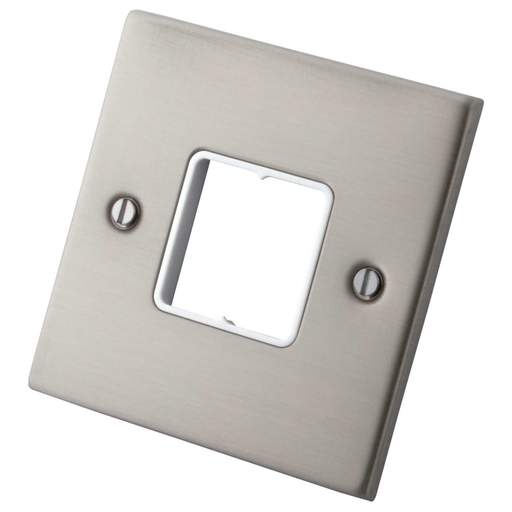 M2 Decorative 1 Gang 2 Module Front Plate White Insert Brushed ...