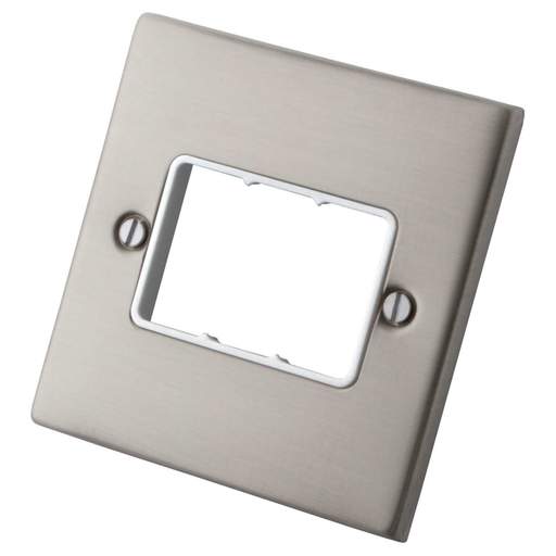 M2 Decorative 1 Gang 3 Module Front Plate White Insert Brushed ...
