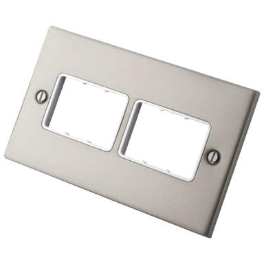 M2 Decorative 2 Gang 6 Module Front Plate White Insert Brushed ...