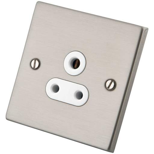 M2 Decorative 5A 1 Gang Unswitched Socket White Insert Brushed ...