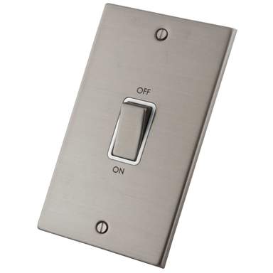 M2 Decorative 45A DP 2 Gang Vertical Switch White Insert Brushed ...