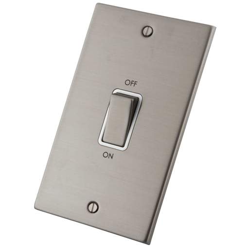 M2 Decorative 45A DP 2 Gang Vertical Switch White Insert Brushed ...