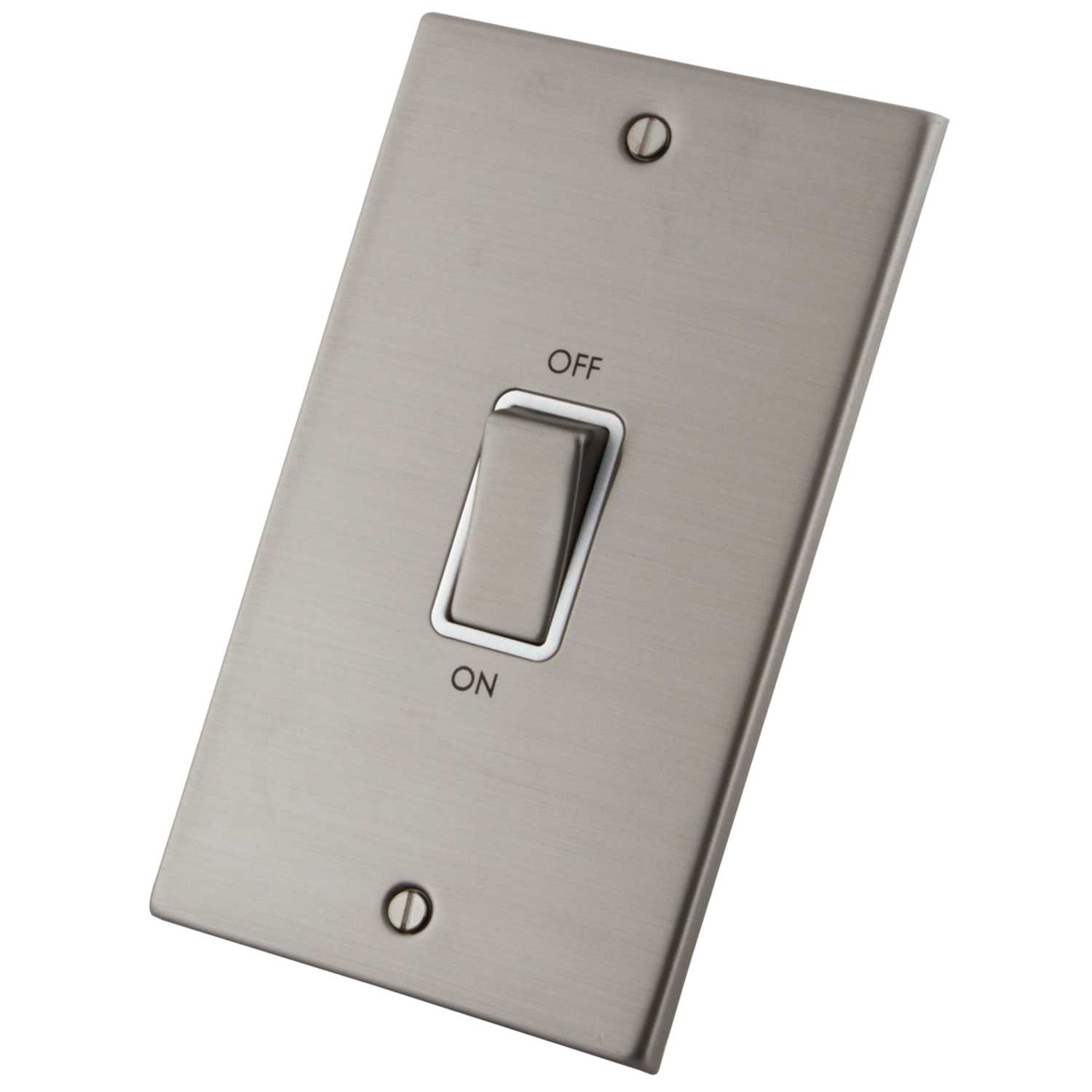 M2 Decorative 45A DP 2 Gang Vertical Switch White Insert Brushed ...