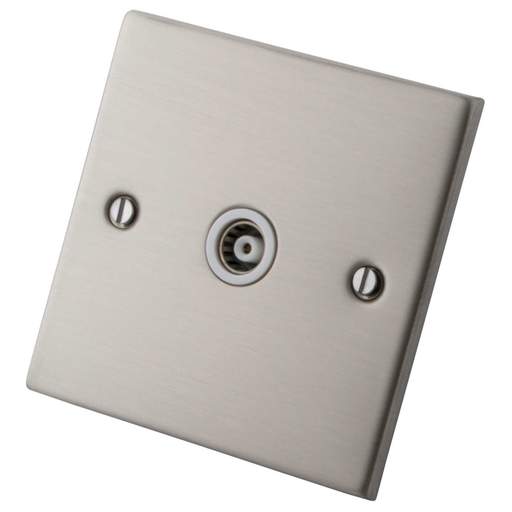 M2 Decorative 1 Gang Coaxial Socket White Insert Brushed Stainless ...