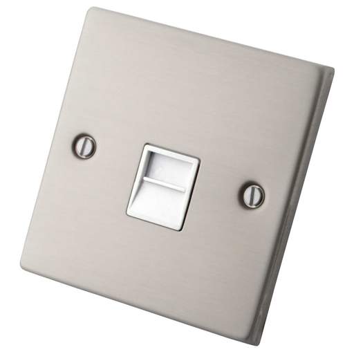 M2 Decorative 1 Gang Master Telephone Socket White Insert Brushed ...