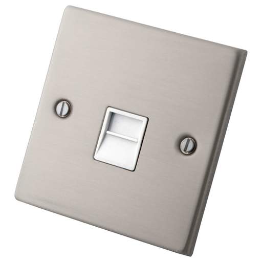 M2 Decorative 1 Gang Secondary Telephone Socket White Insert Brushed ...