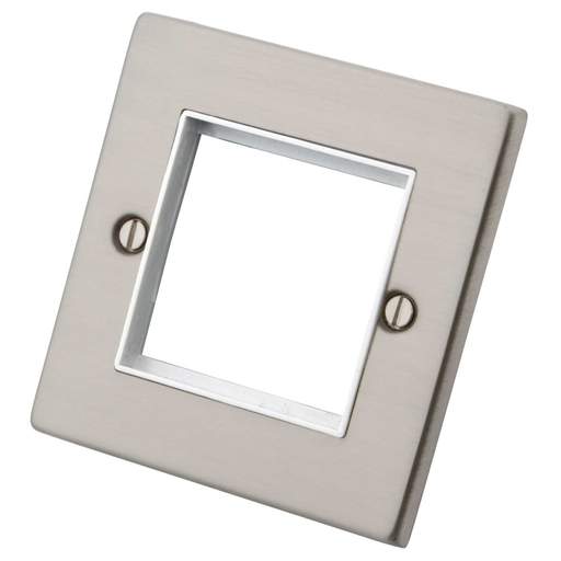 M2 Decorative 1 Gang 2 Euro Module Front Plate White Insert Brushed ...