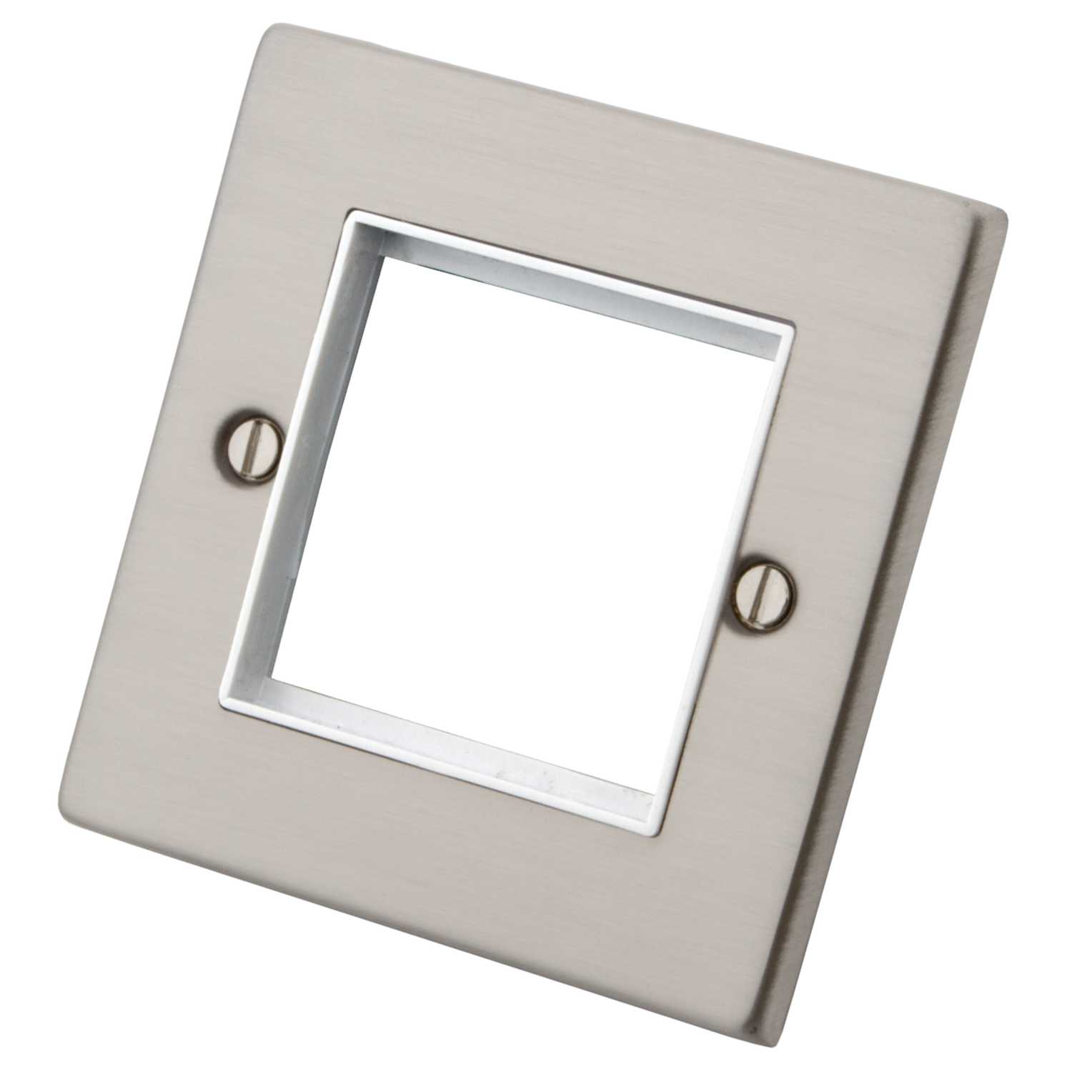 M2 Decorative 1 Gang 2 Euro Module Front Plate White Insert Brushed ...