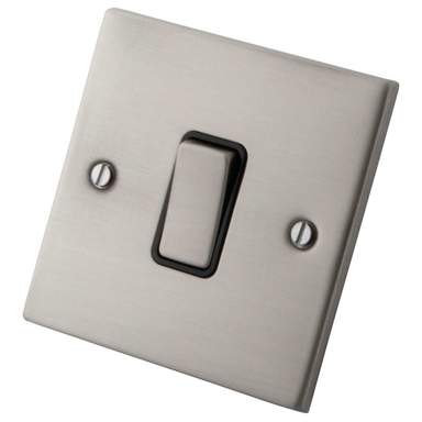 M2 Decorative 10A 1 Gang 2 Way Light Switch Black Insert Brushed ...