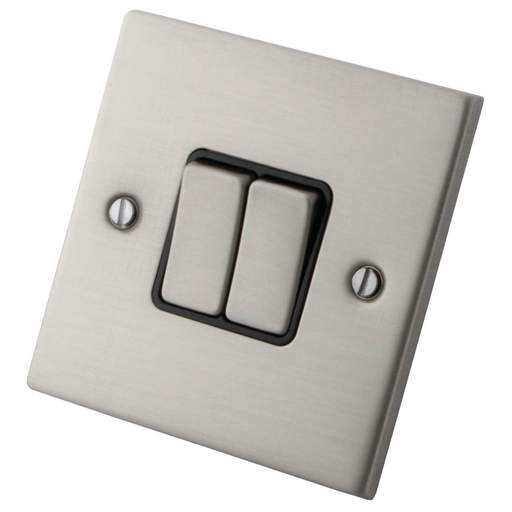 M2 Decorative 10A 2 Gang 2 Way Light Switch Black Insert Brushed ...
