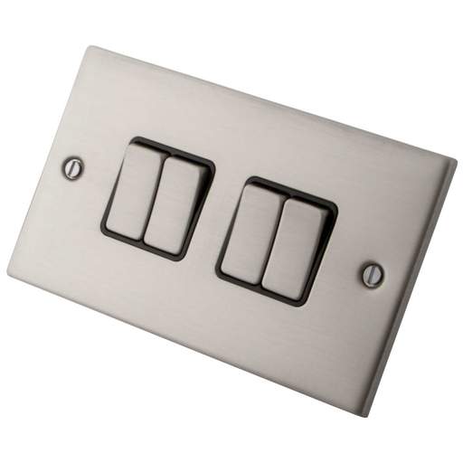 M2 Decorative 10A 4 Gang 2 Way Light Switch Black Insert Brushed ...