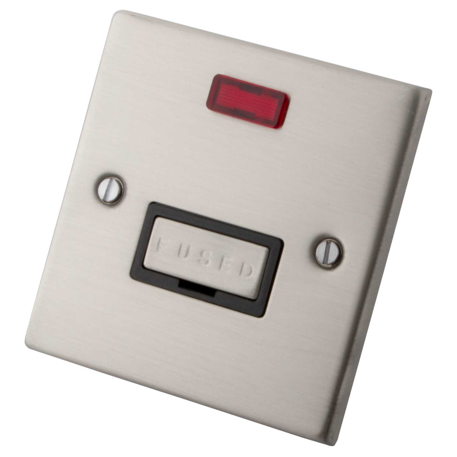 M2 Decorative 13A Unswitched Fused Spur with Neon Black Insert Brushed ...