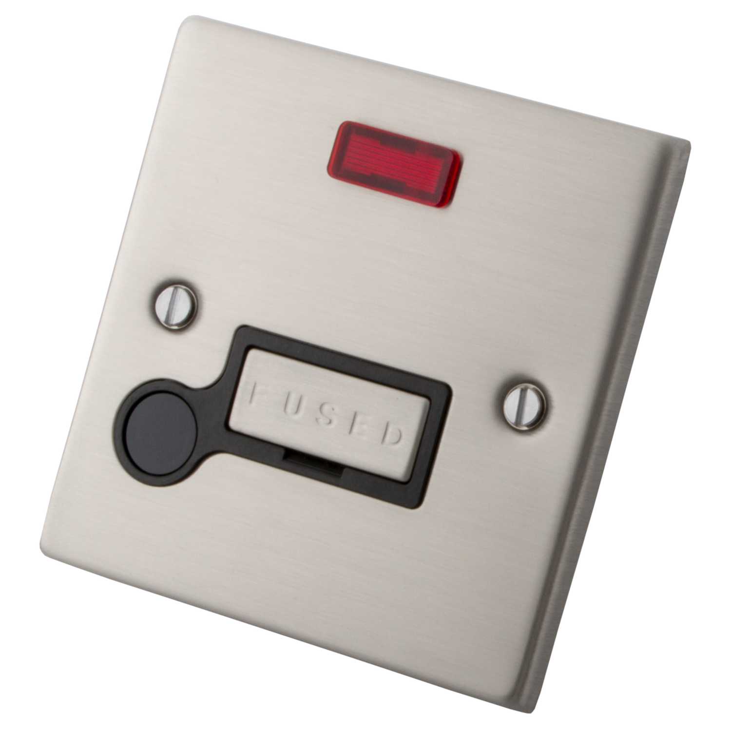 M2 Decorative 13A Unswitched Fused Spur with Neon Black Insert Brushed ...