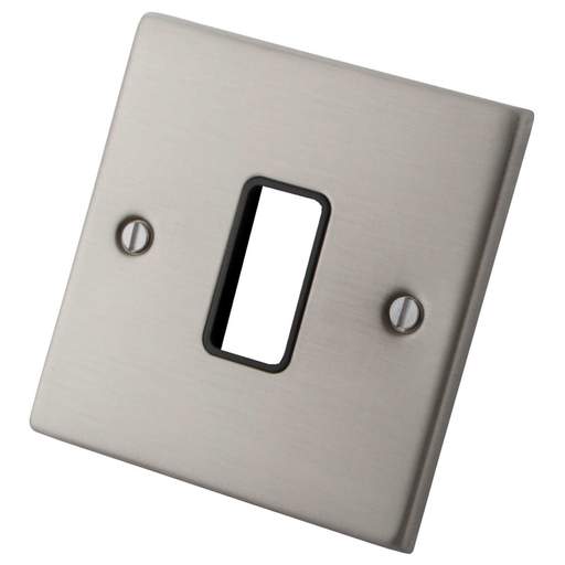 M2 Decorative 1 Gang 1 Module Front Plate Black Insert Brushed ...