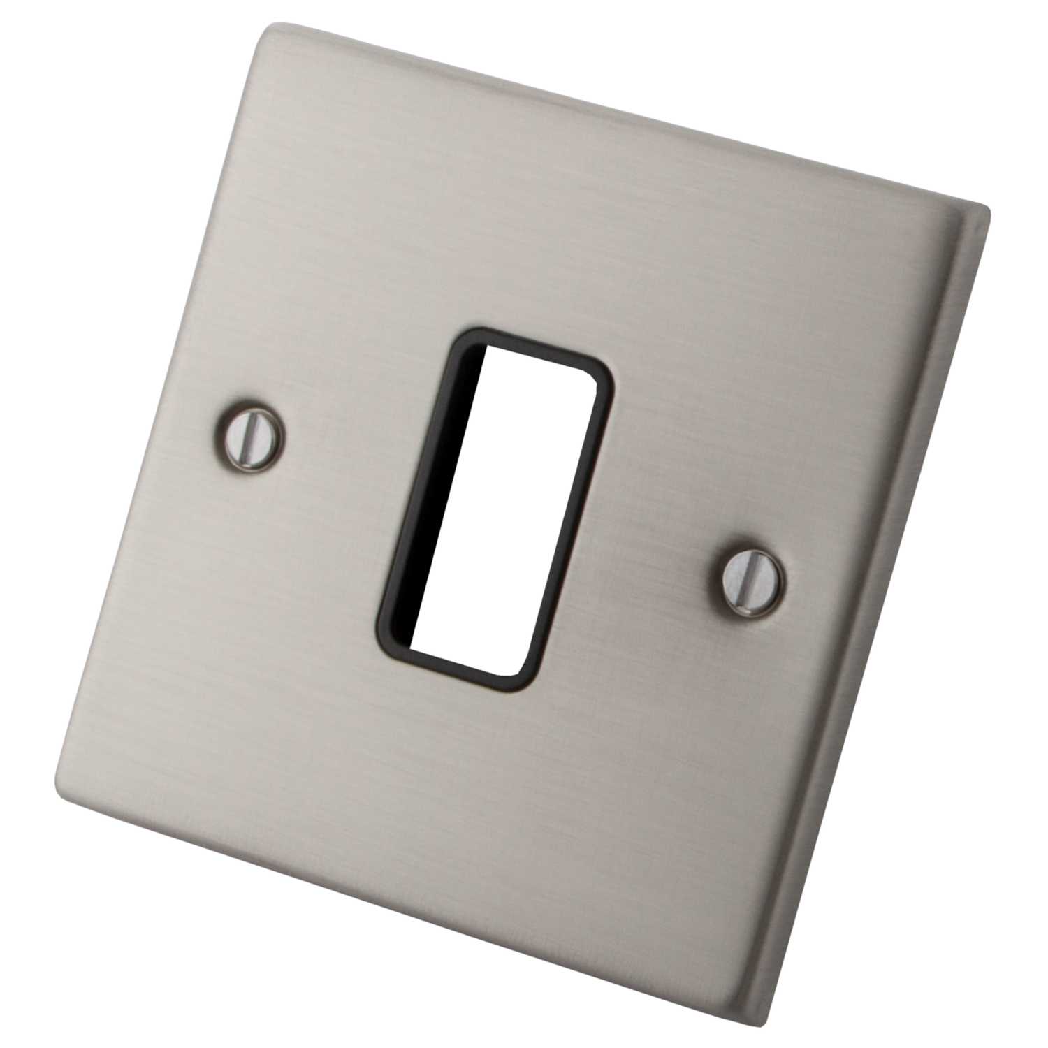 M2 Decorative 1 Gang 1 Module Face Plate Black Insert Brushed Stainless ...