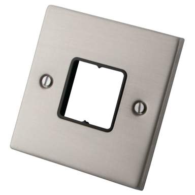 M2 Decorative 1 Gang 2 Module Front Plate Black Insert Brushed ...