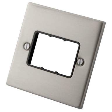 M2 Decorative 1 Gang 3 Module Front Plate Black Insert Brushed ...