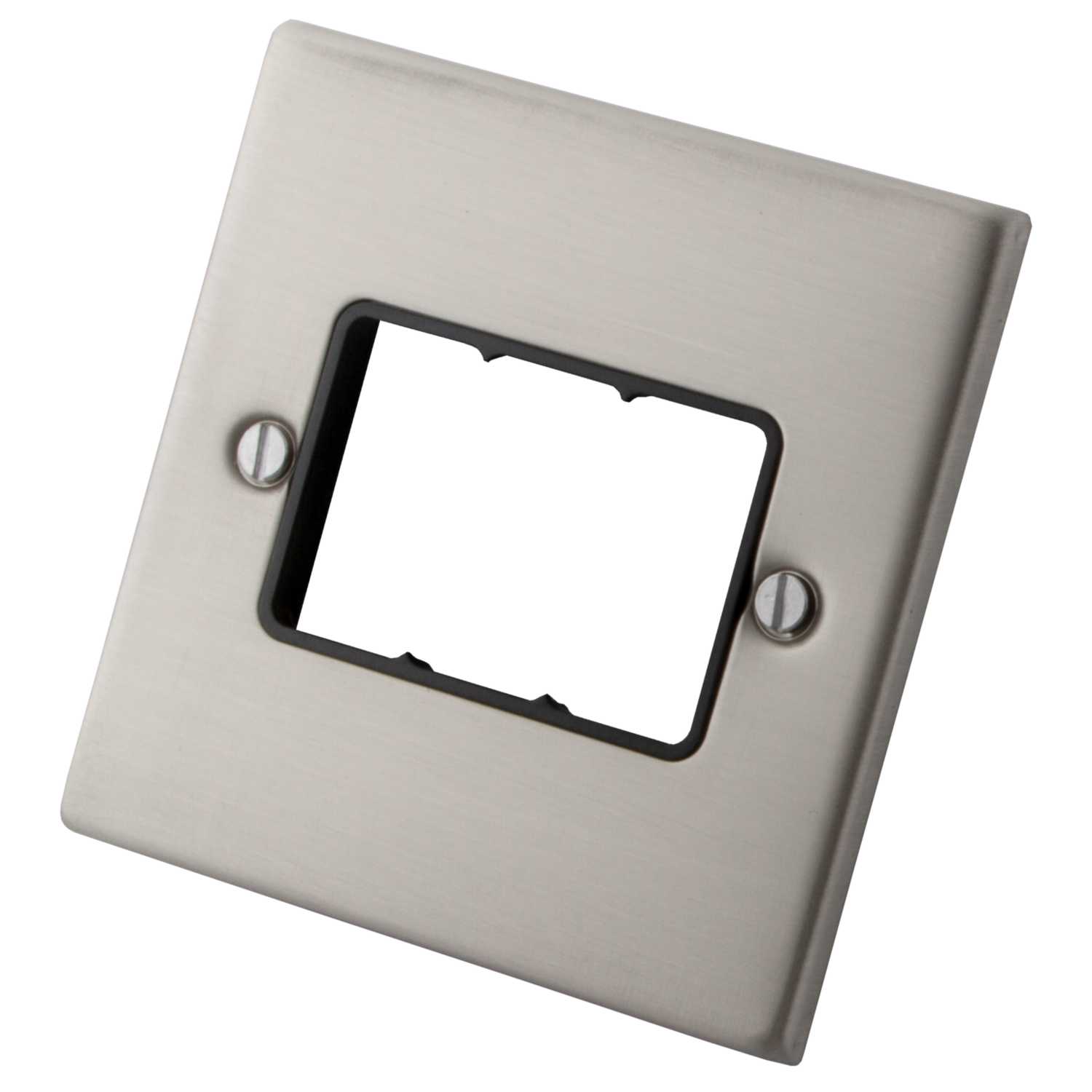 M2 Decorative 1 Gang 3 Module Face Plate Black Insert Brushed Stainless ...