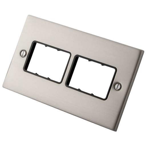 M2 Decorative 2 Gang 6 Module Front Plate Black Insert Brushed ...