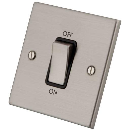 M2 Decorative 45A DP 1 Gang Switch Metal / Black Insert Brushed ...