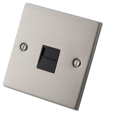 M2 Decorative 1 Gang Secondary Telephone Black Insert Brushed Stainless ...
