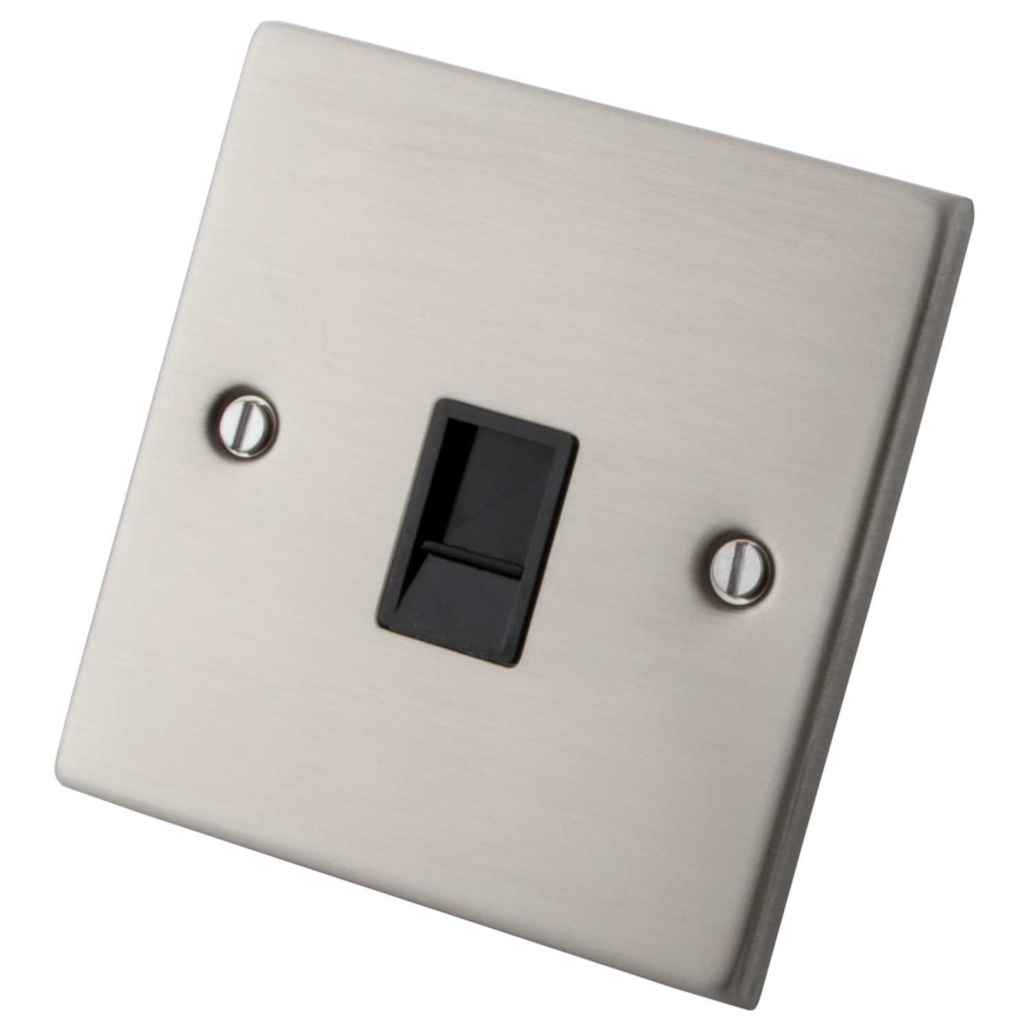 M2 Decorative 1 Gang RJ11 Telephone Socket Black Insert Brushed ...