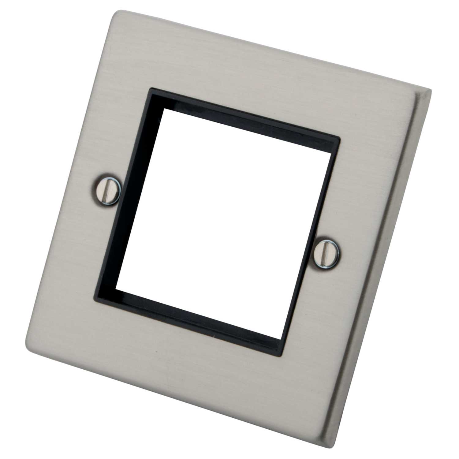 M2 Decorative 1 Gang 2 Euro Module Front Plate Black Insert Brushed ...