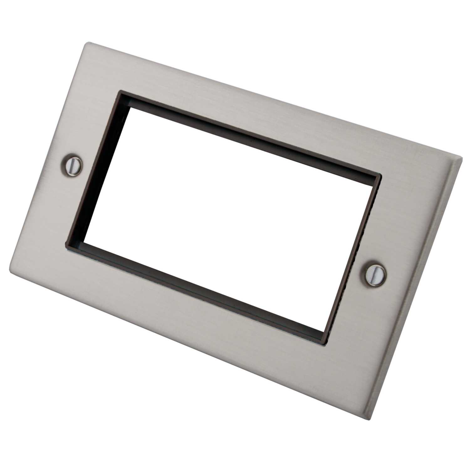 M2 Decorative 2 Gang 4 Euro Module Front Plate Black Insert Brushed ...