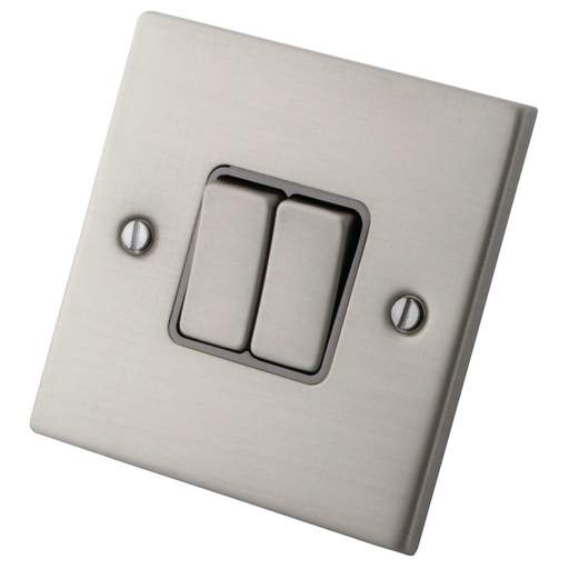 M2 Decorative 10A 2 Gang 2 Way Light Switch Grey Insert Brushed ...