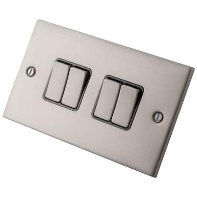 M2 Decorative 10A 4 Gang 2 Way Light Switch Grey Insert Brushed ...