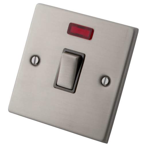 M2 Decorative 20A DP Switch with Neon Grey Insert Brushed Stainless ...