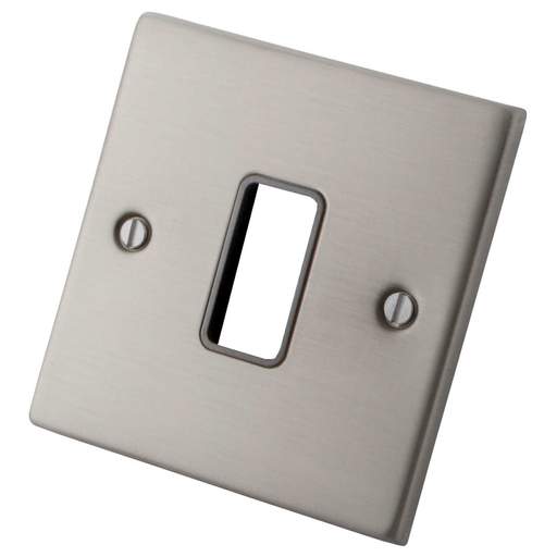 M2 Decorative 1 Gang 1 Module Front Plate Grey Insert Brushed Stainless ...