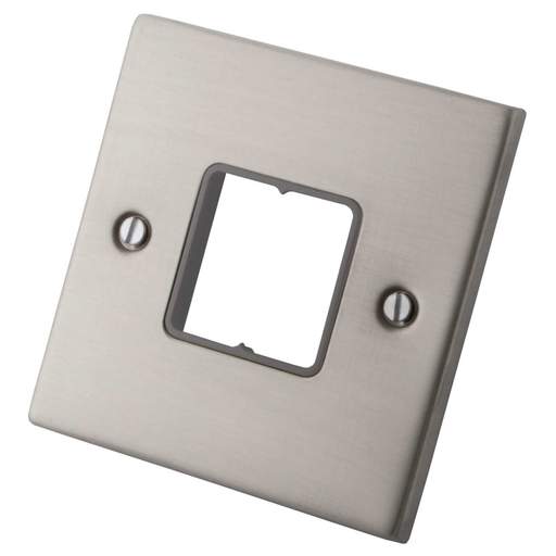 M2 Decorative 1 Gang 2 Module Front Plate Grey Insert Brushed Stainless ...