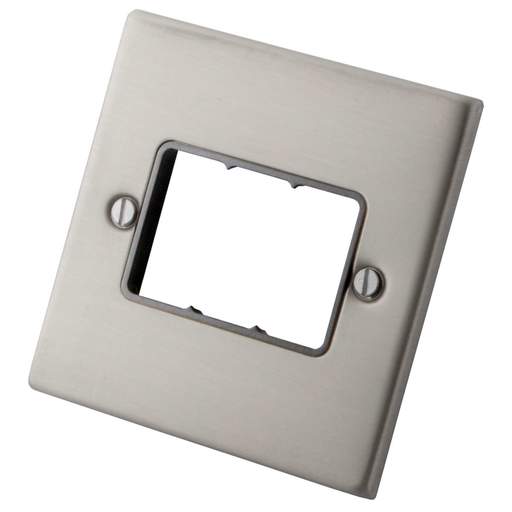 M2 Decorative 1 Gang 3 Module Front Plate Grey Insert Brushed Stainless ...