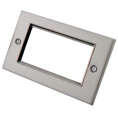 M2 Decorative 2 Gang 4 Euro Module Front Plate Grey Insert Brushed ...