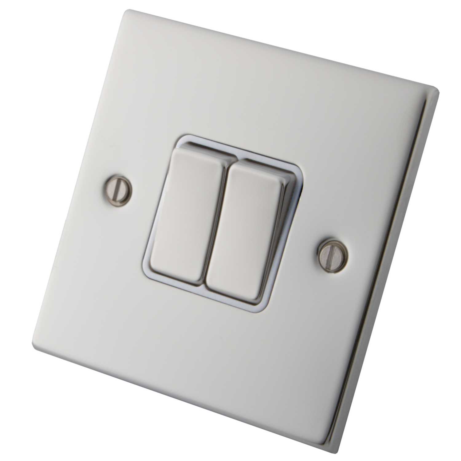 M2 Decorative 10A 2 Gang 2 Way Light Switch Metal / White Insert ...