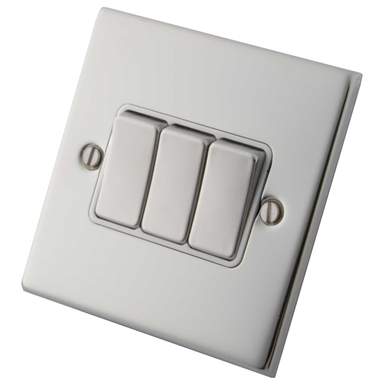 M2 Decorative 10A 3 Gang 2 Way Light Switch Metal / White Insert ...