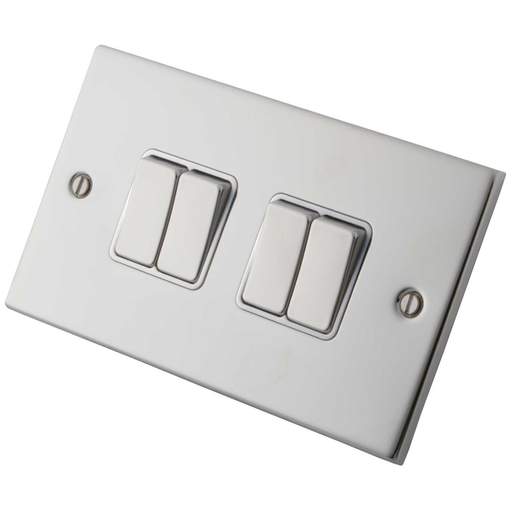 M2 Decorative 10A 4 Gang 2 Way Light Switch Metal / White Insert ...