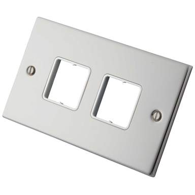 M2 Decorative 2 Gang 4 Module Front Plate White Insert Polished ...