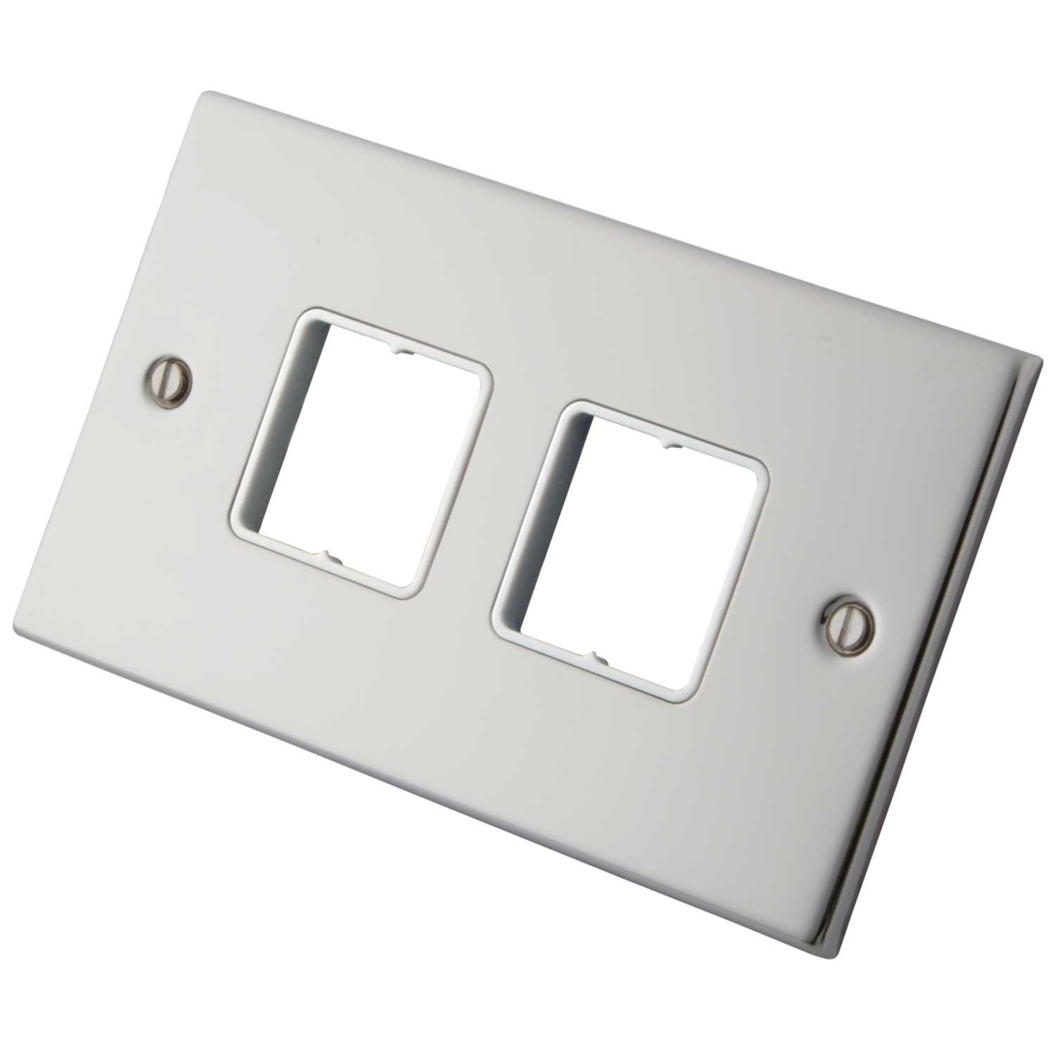 M2 Decorative 2 Gang 4 Module Face Plate White Insert Polished ...