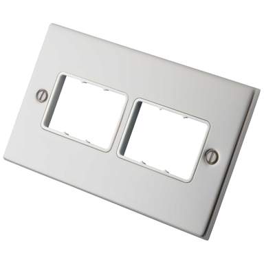 M2 Decorative 2 Gang 6 Module Front Plate White Insert Polished ...