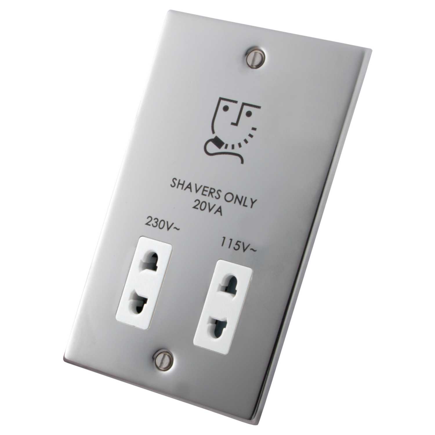 M2 Decorative Dual Voltage Shaver Socket White Insert Polished ...