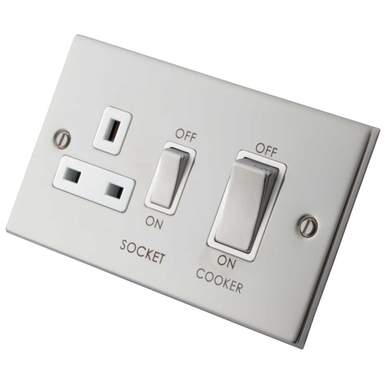 M2 Decorative 45A Cooker Control Unit Metal / White Insert Polished ...