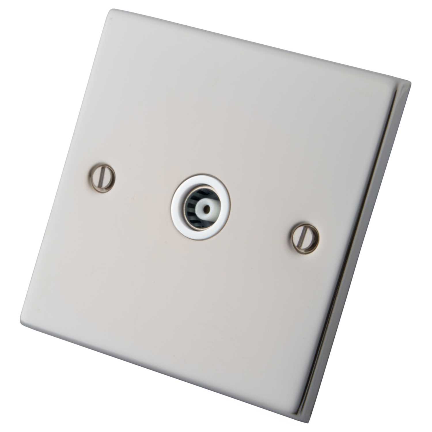 M2 Decorative 1 Gang Coaxial Socket White Insert Polished Stainless ...