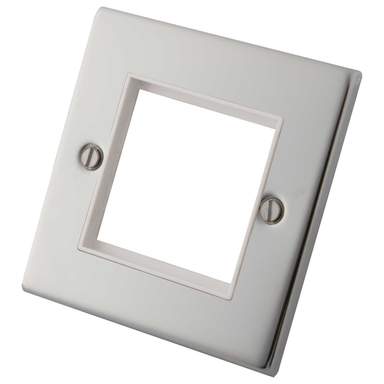 M2 Decorative 1 Gang 2 Euro Module Front Plate White Insert Polished ...