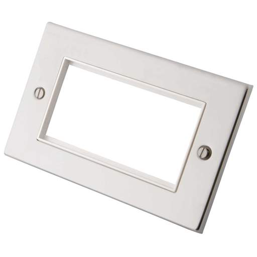 M2 Decorative 2 Gang 4 Euro Module Front Plate White Insert Polished ...
