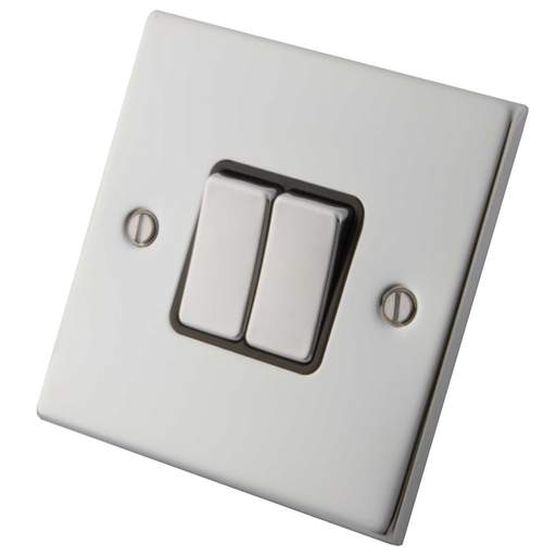 M2 Decorative 10A 2 Gang 2 Way Light Switch Metal / Black Insert ...